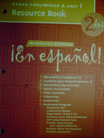 En espanol! 2dos Etapa Preliminar & Unit 1 Resource Book (P ...